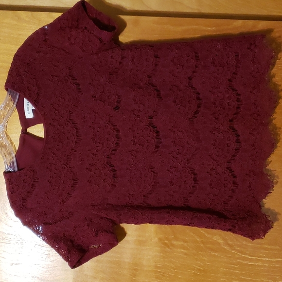 Monteau | Tops | Monteau Maroon Lace Top | Poshmark
